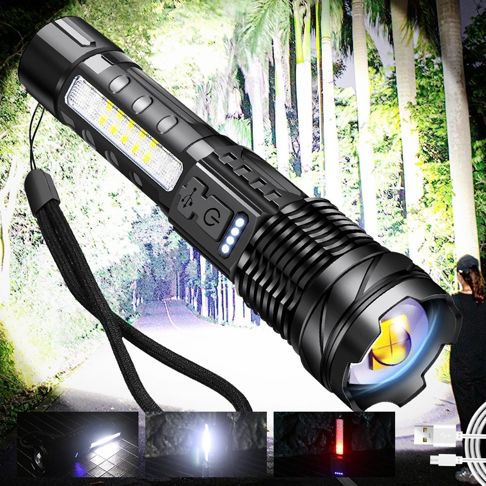 LED Tactical Flashlights Type-C Rechargeable Brightest Clip-on ...