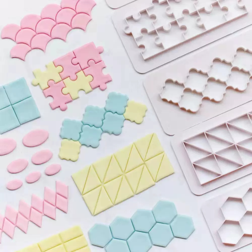 3pcs Fondant Cake Decoration Embossing Mold Geometric Shape Biscuit ...