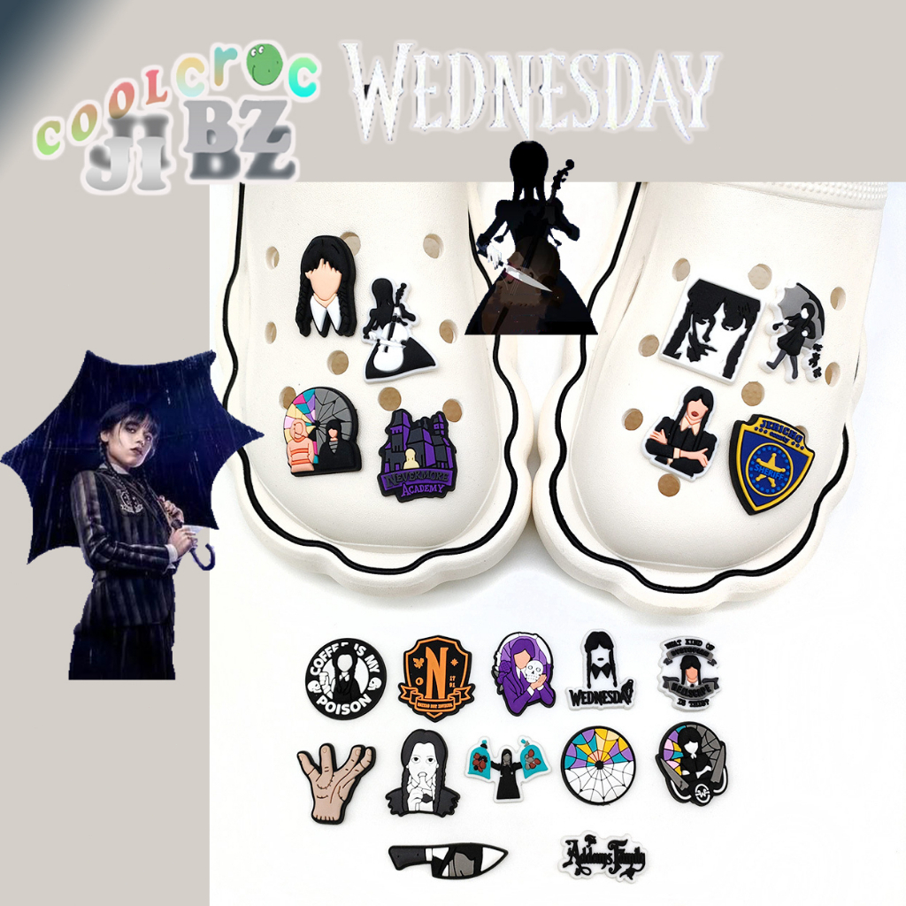 Wednesday Series of Web Series Theme Crocs Decoration Jibbitz Set A ...