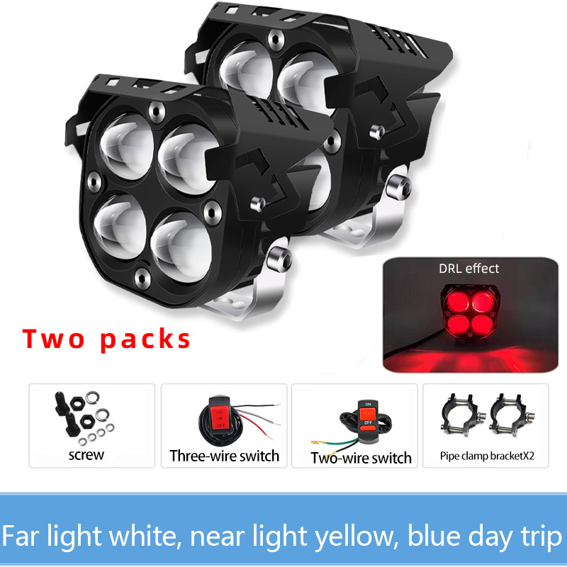 3inch Square Universal With Red/Bluce DRL Spotlight Car Fog Lights LED ...