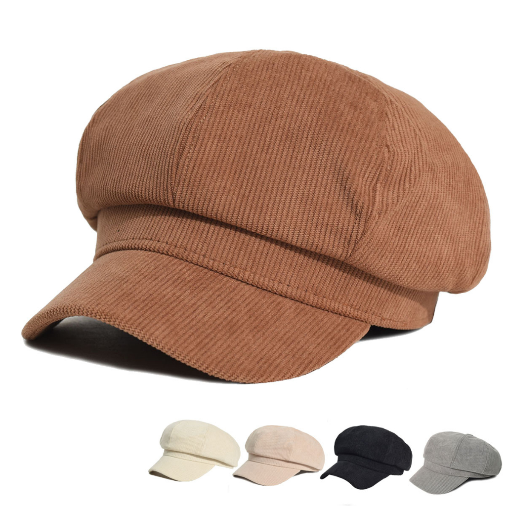 Four Seasons Corduroy Octagonal Beret / Stylish Artist Painter Newsboy ...