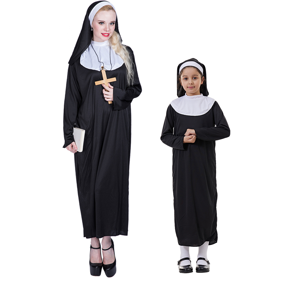 Ready Stock Girls Lovely Nun Costume Halloween Kids Adult Mother ...