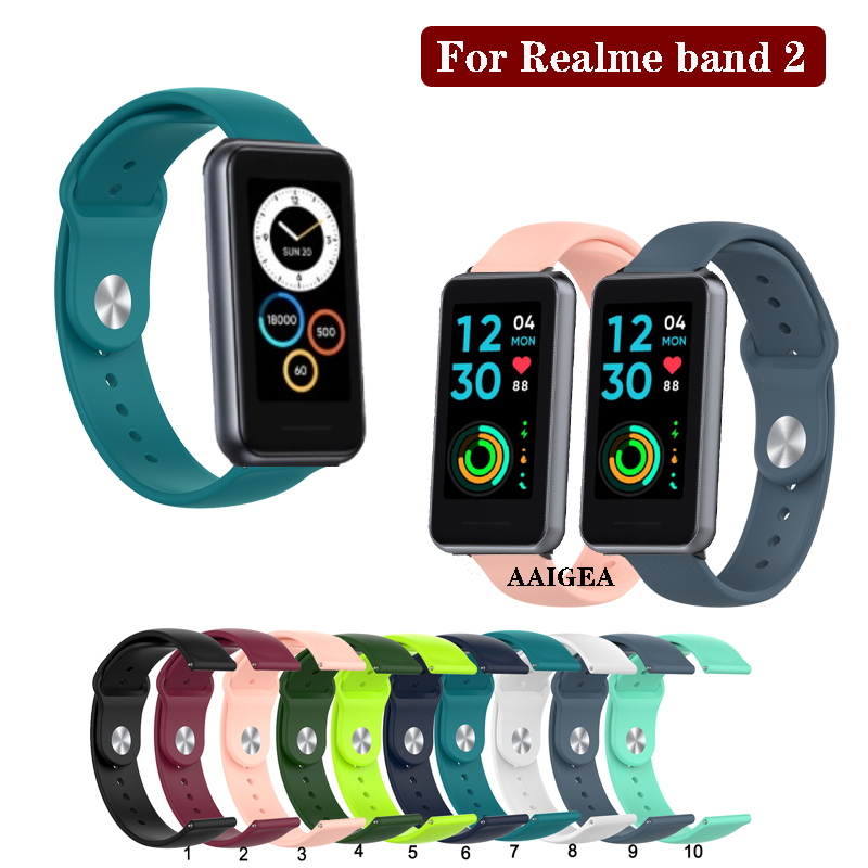18mm Soft Silicone Strap for Realme Band 2 Replacement Bracelet ...