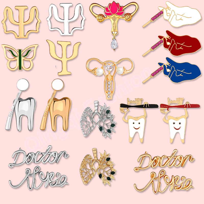 Creative Medical Brooch Badges Uterine Lung Teeth Syringe Brooches Pin ...