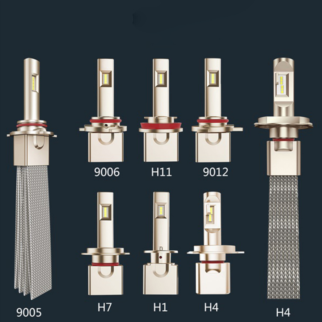 A Pair Of Fanless LED Headlights High Bright 10000LM H1 H4 H7 9005 9006 ...