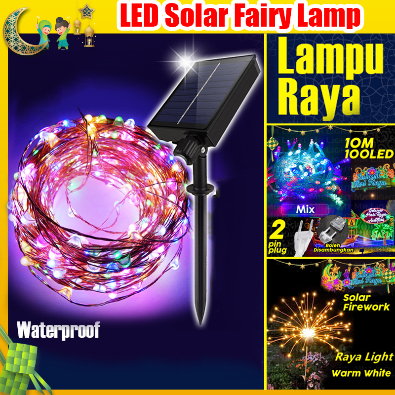 hari raya Outdoor Solar Fairy Lights 7M 12M 22M 32M LED Lampu Raya ...