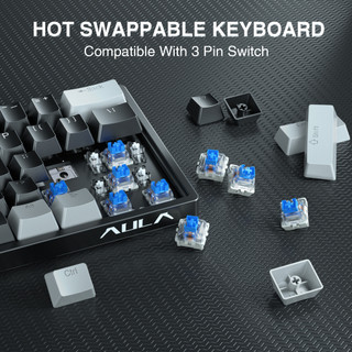 AULA F3261 61 Keys Wired Mechanical Keyboard RGB Hot Swappable Compact ...