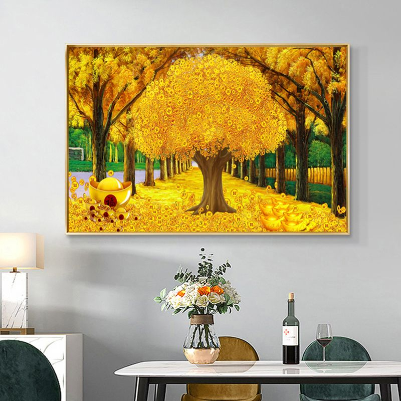 5d Diamond Painting Full Living Room Gold Of Fortune Tree Ingot Lucky ...