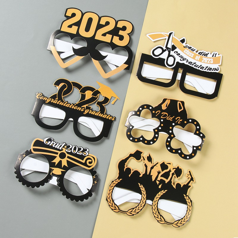 6cps 2023 Black Gold Graduation Eyeglasses Partyneeds Party Decorations ...
