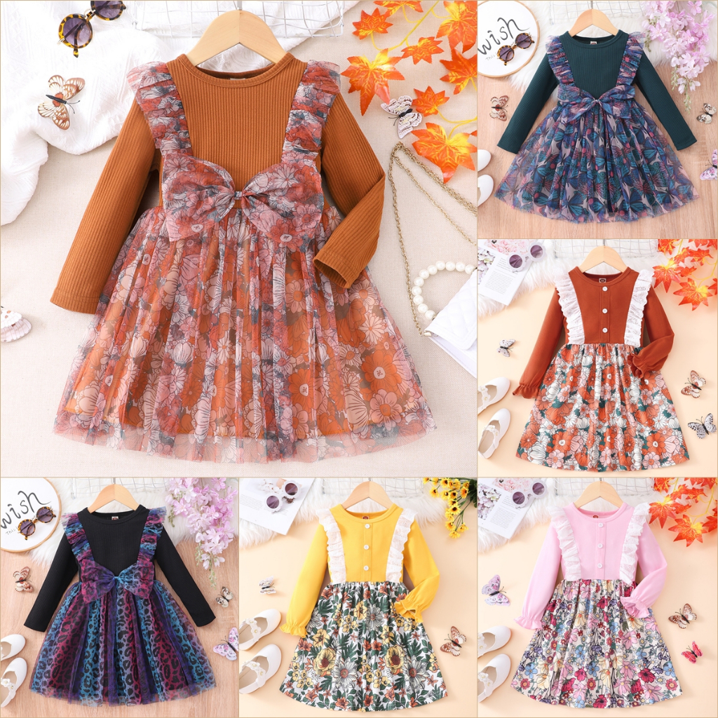Multiple Styles！1-6Years Toddler Girl Spring Dress Long Sleeve Girls ...