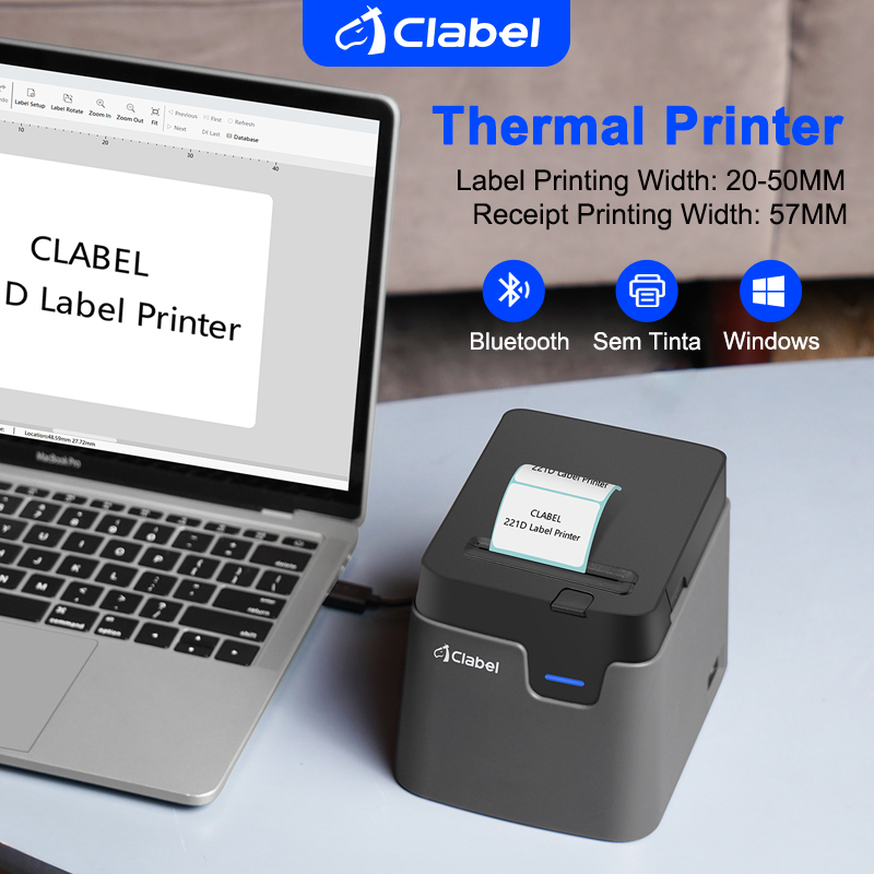 CLABEL 221D Bluetooth Thermal Printer Barcode Receipt Printer 57MM For ...