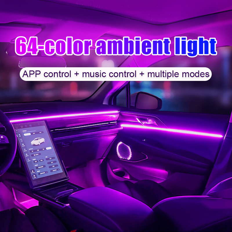 【22 in 1】 LED car ambient light, car interior LED light strip, 64-color ...
