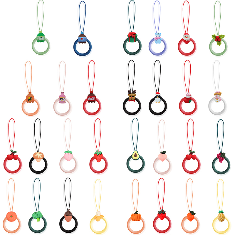 Lovely Silicone Ring Strap Phone Ring Pendant Short Liquid Finger Ring ...