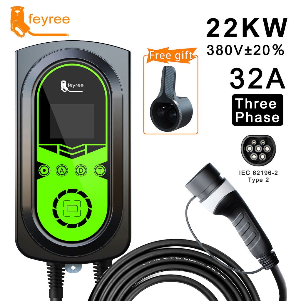 feyree EV Charger 22KW 32A 3 Phase EVSE Wallbox Electric Vehicle Car ...