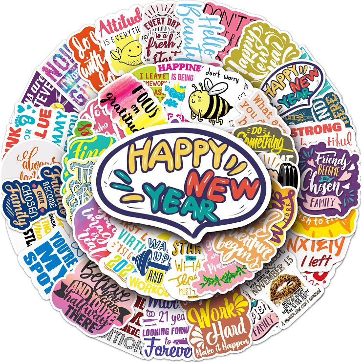 50 Piece Funny English Words Stickers Waterproof DIY For Phones Laptop ...