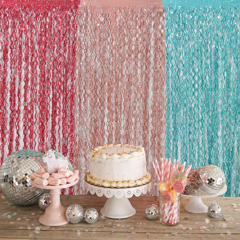 Waves Tassel Curtain Foil Party Star Curl Wave Curtain backdrop ...