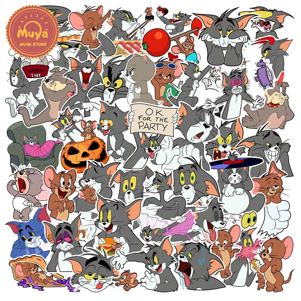 MUYA 50pcs Disney Tom and Jerry Stickers Waterproof Cartoon Vinyl ...
