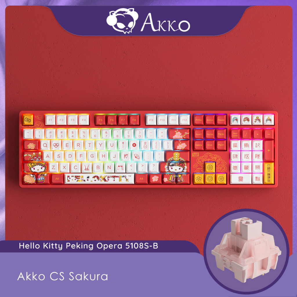 Akko Hello Kitty Peking Opera 5108S Wired Mechanical Keyboard with RGB ...