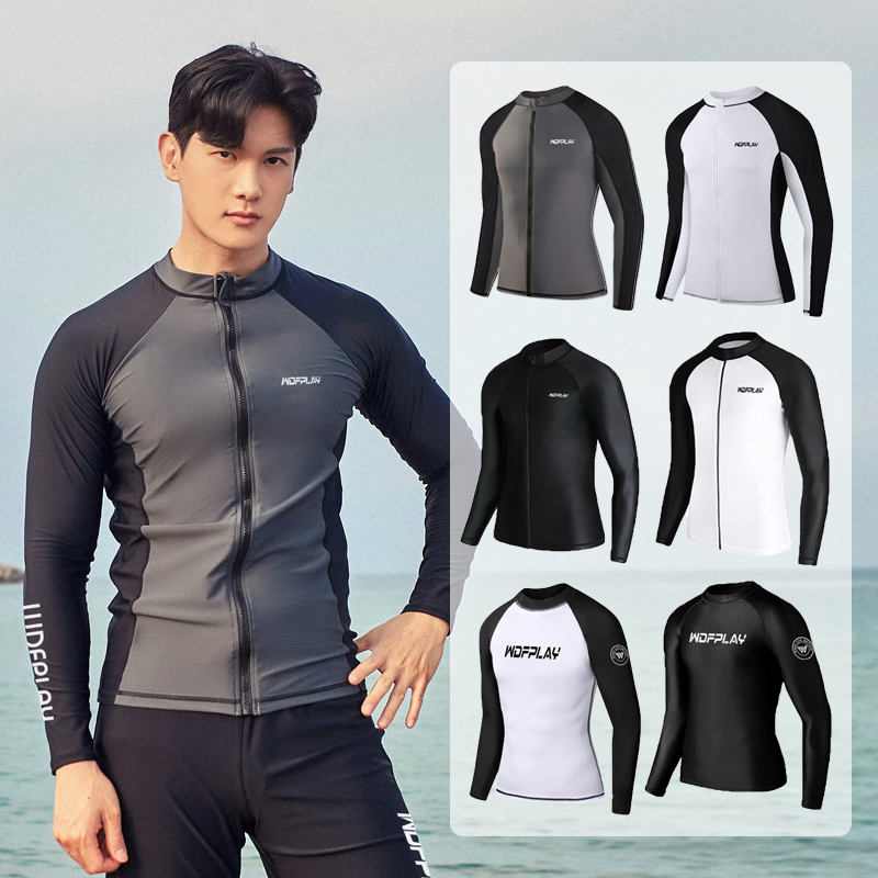 WDFPLAY men's UV Sun Protection Long Sleeve Rash Guard Wetsuit Swimsuit ...