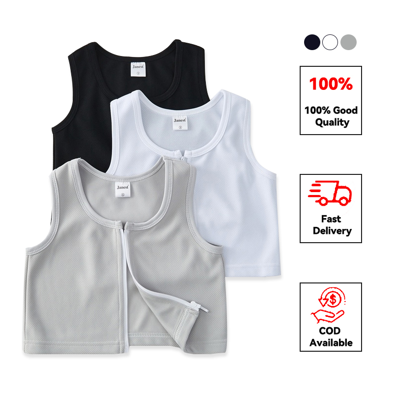 Front Zipper Chest Binder baju melayu budak 拉链束胸 Crop Top Short ...