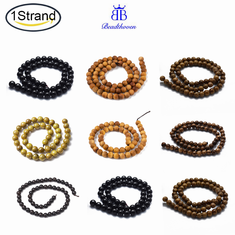 1Strand Natural Ebony Wood Beads Strands Round 6mm Hole: 1mm about ...