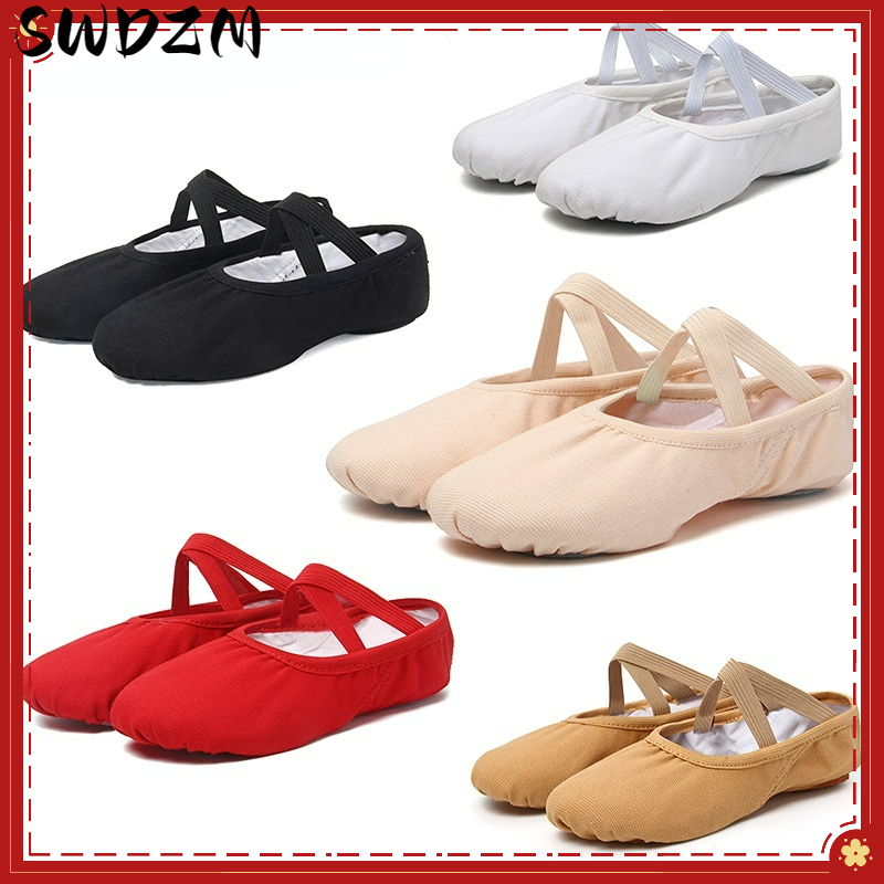 Women Ballet Shoes Soft Bottom Professional Canvas Dance Training Shoes ...