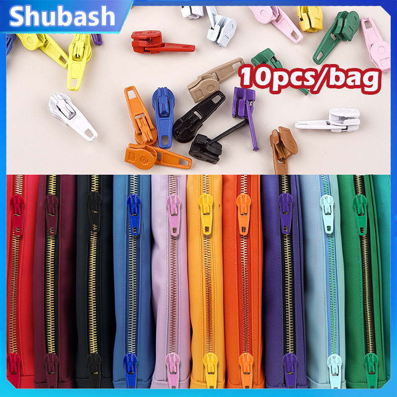 10Pcs 3# Nylon Coil Auto Lock Zipper Puller DIY Sewing Tool Zipper ...