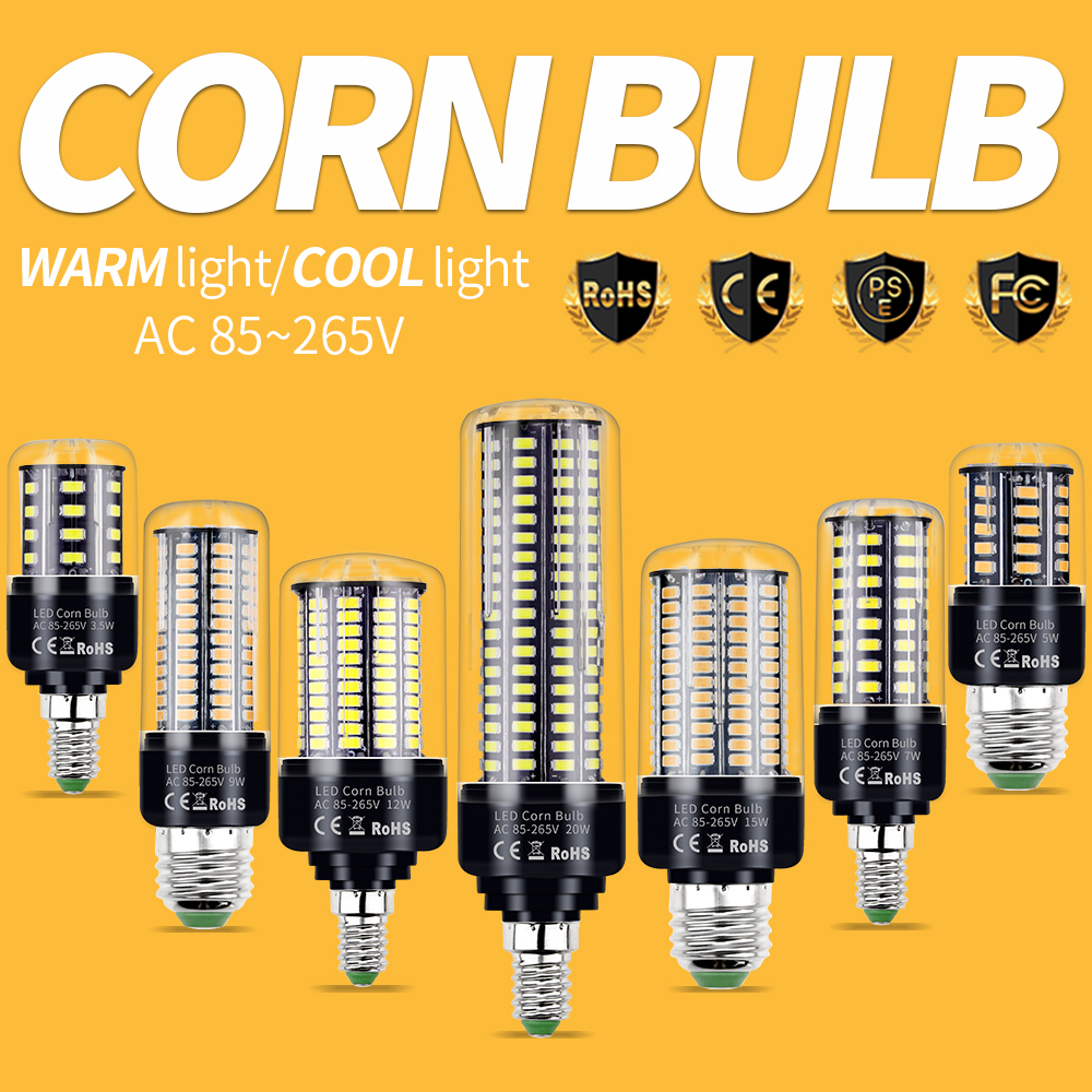 E14 Corn Bulb E27 LED Lamps 220V B22 High Power 28 40 72 108 132 156 ...