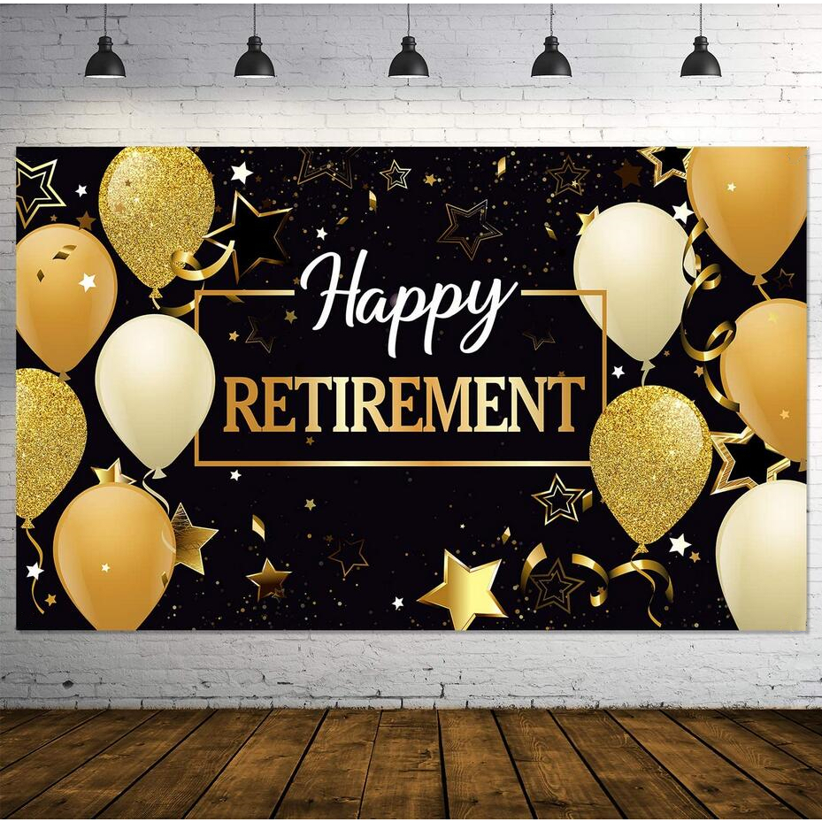 6x4ft Happy Retirement Photography Backdrop Decorations Black and Gold ...