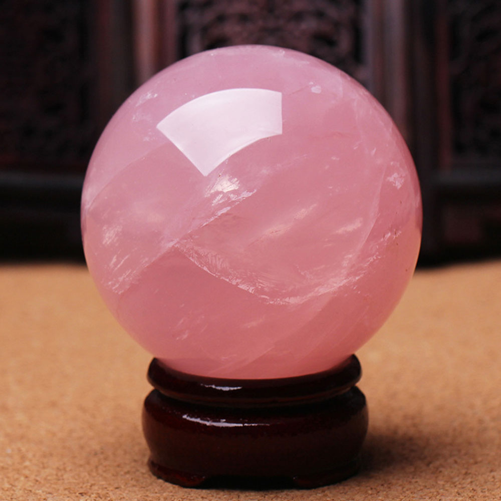 40mm Natural Pink Rose Quartz Crystal Ball Sphere Healing Reiki Home ...