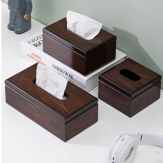 [Customized logo] Imitation Walnut Tissue Box Commercial Hotel ...