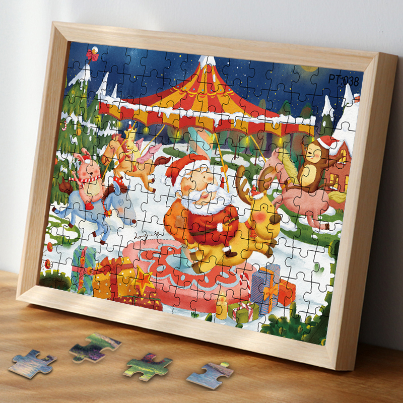 Christmas Series Cartoon Character 126 Pieces Paper Puzzle Bag Santa ...