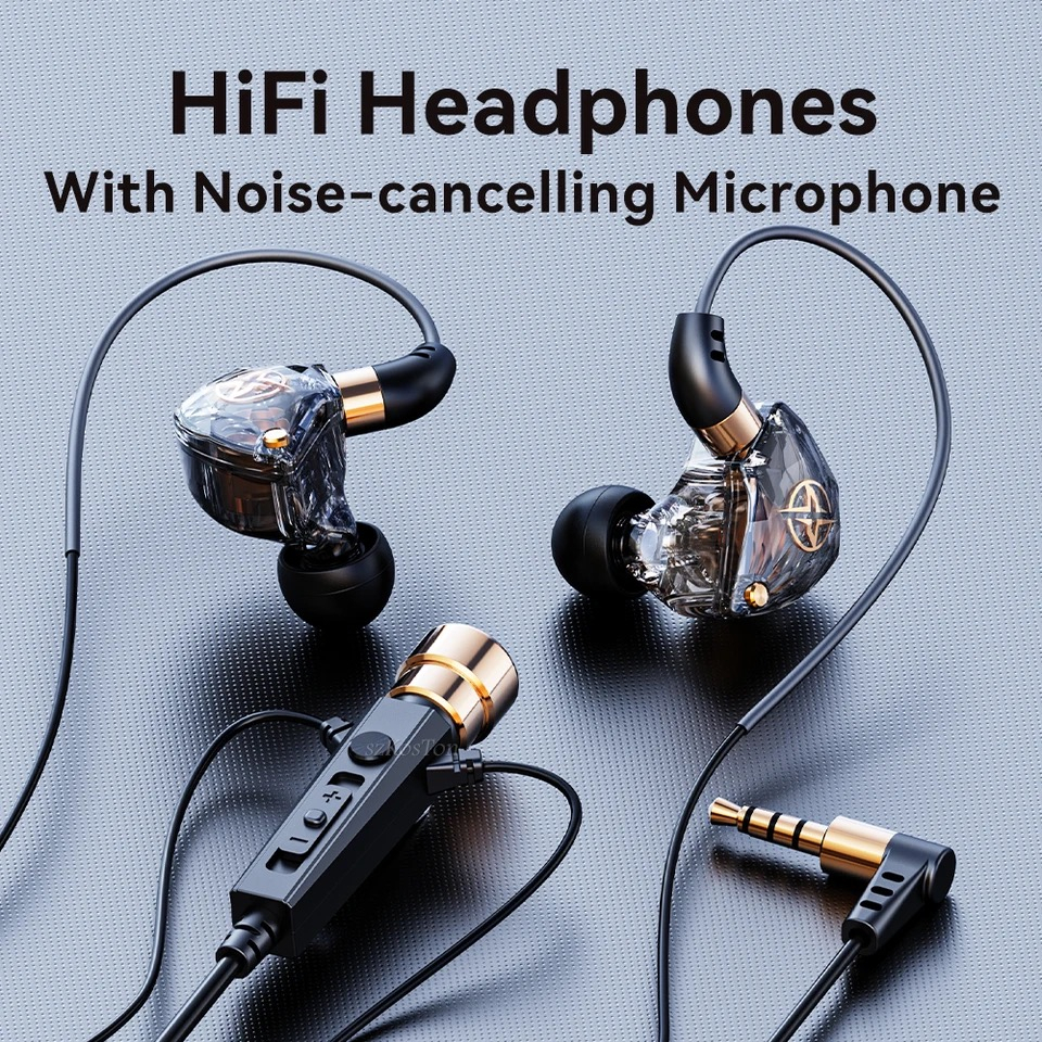FONGE KT02 HiFi Wired Headphones with Microphone Noise-Cancelling ...
