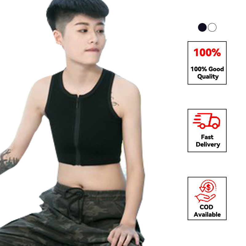 Front Zipper Chest Binder baju melayu budak 纯棉拉链束胸 Breathable Breast ...