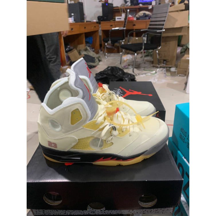 Ready stock Off-White x Air Jordan 5 Retro SP “Sail” Rice Red AJ5 ...