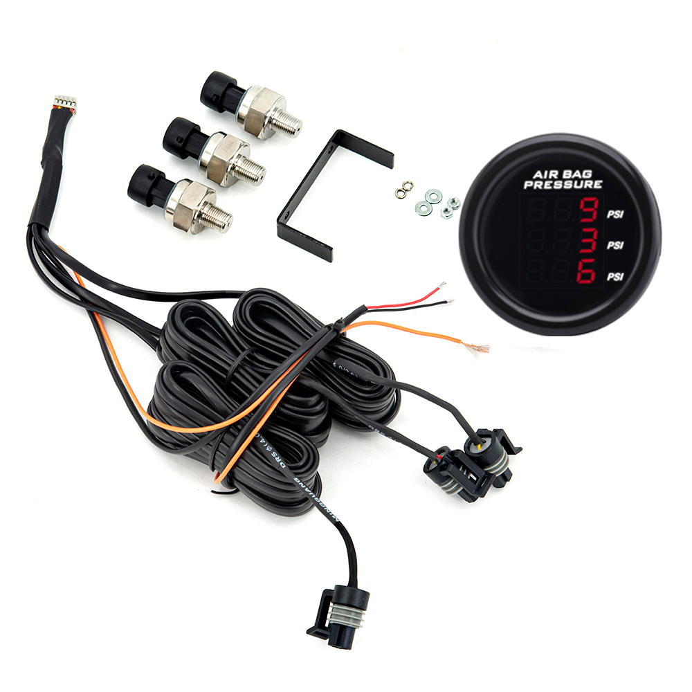 52MM Three Display Air Suspension Gauge Air Pressure Guage RED&Blue LED ...