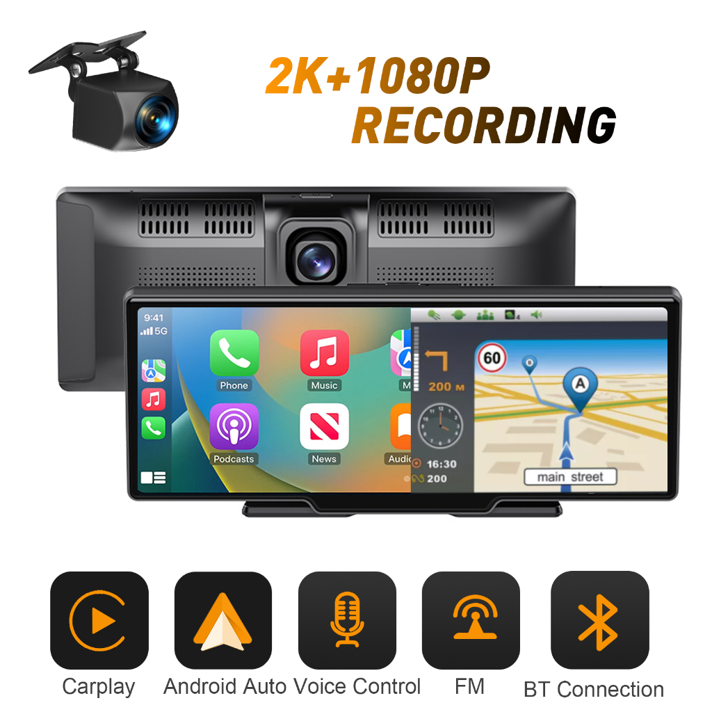 2K+1080P 10 Inch Touch Screen Dual Lens Car DVR Dash Cam WIFI Bluetooth ...