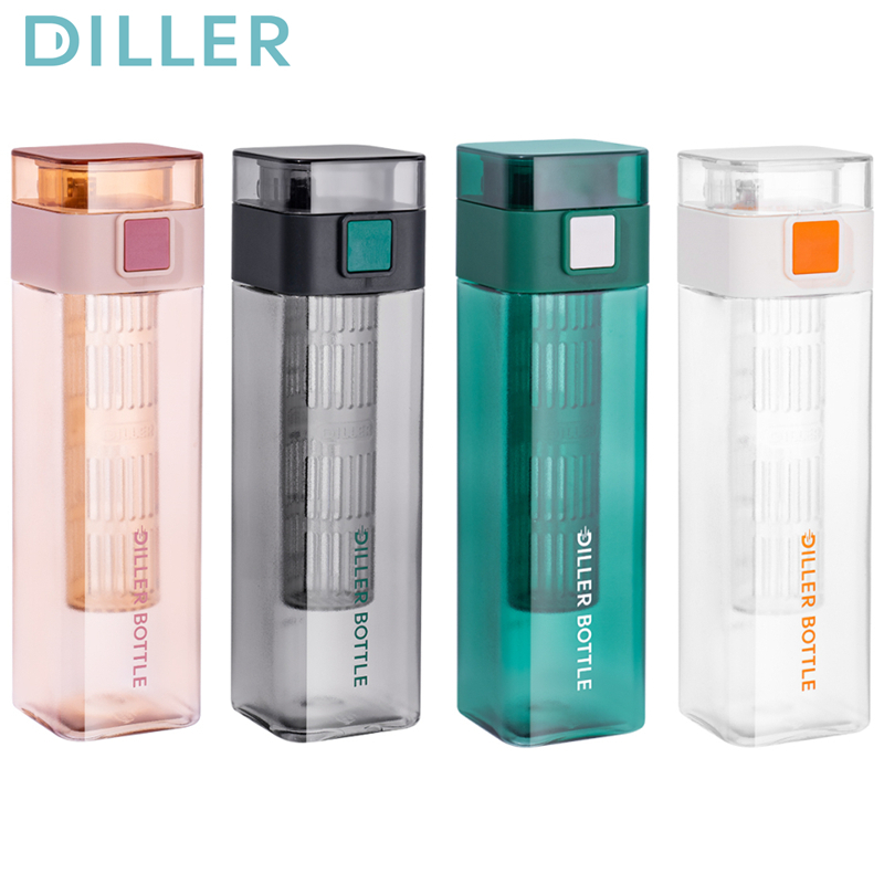 Diller Tritan Water Bottle With Spout Lid Tea Filter Leak-Proof BPA-Free For Drinking (610/740ml ...