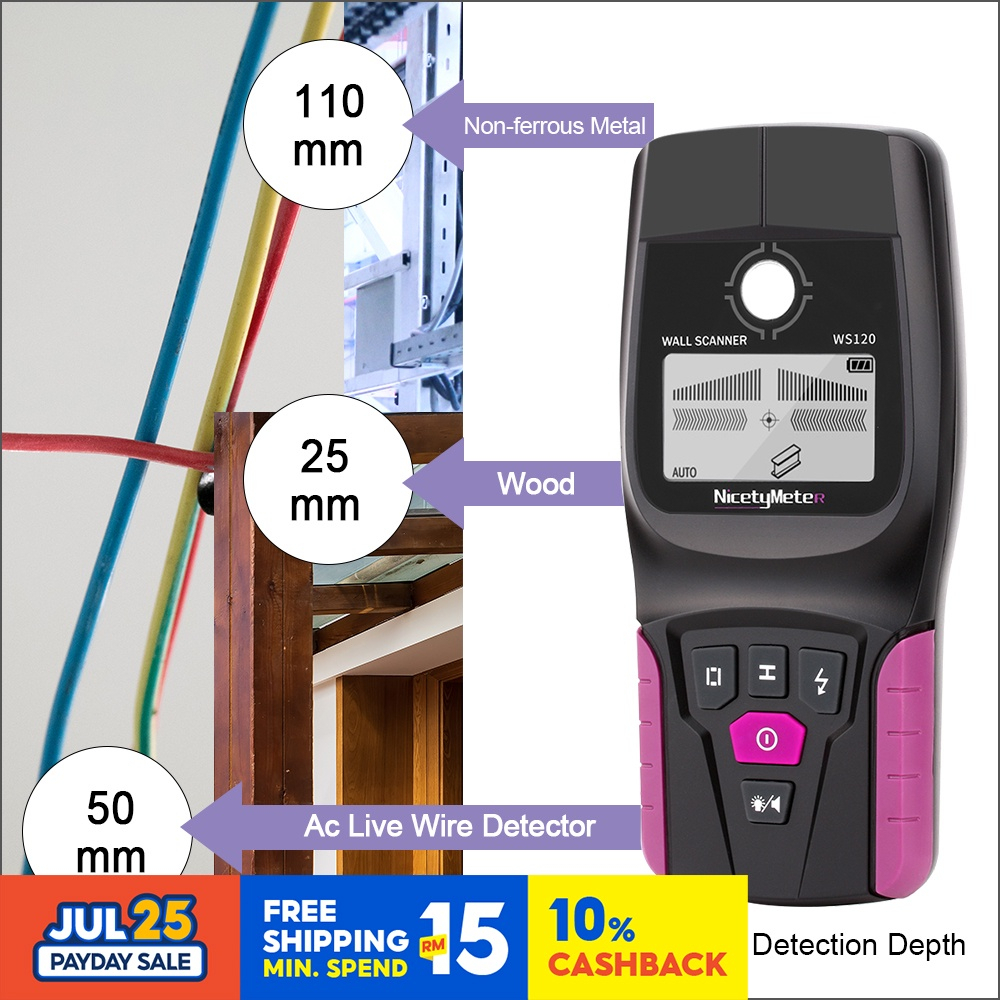 ⭐⭐⭐WS120 Wall Scanner Multifunctional Wall Detector PVC Water Pipe ...