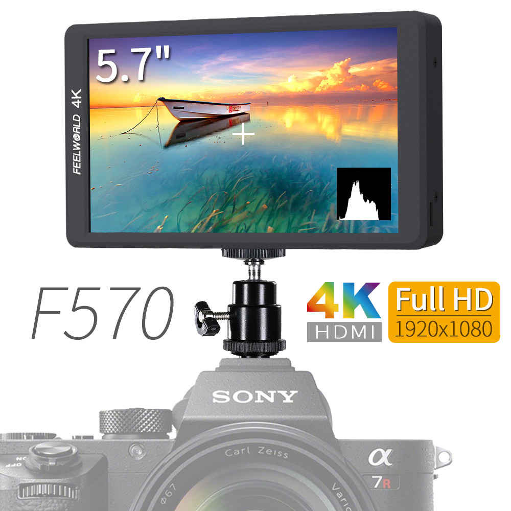 FEELWORLD F570 5.7 Inch DSLR On Camera Field Monitor Small HD Focus ...