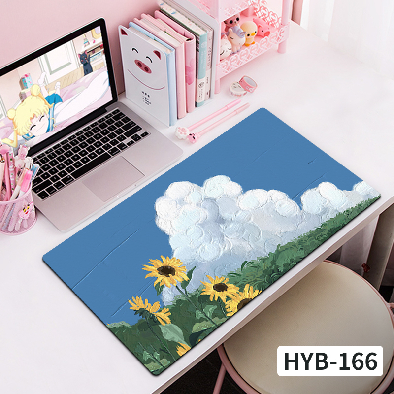 Double-Sided PU Mouse Pad Large, Oil Painting Style Waterproof Keyboard ...