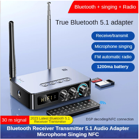 2023 New 5.1 Bluetooth Receiver Transmitter 3.5mm AUX RCA FM Radio ...