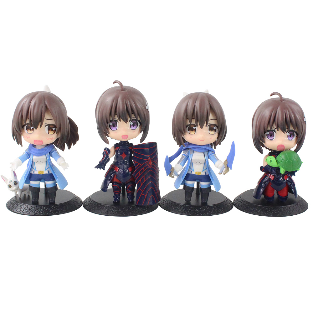 4Pcs/Set Anime Bofuri Maple Shiramine Risa Sally Cartoon Q Version Doll ...