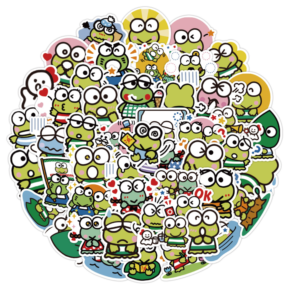 60pcs Sanrio Keroppi Stickers Cute Frog Graffiti Stickers For Laptop ...