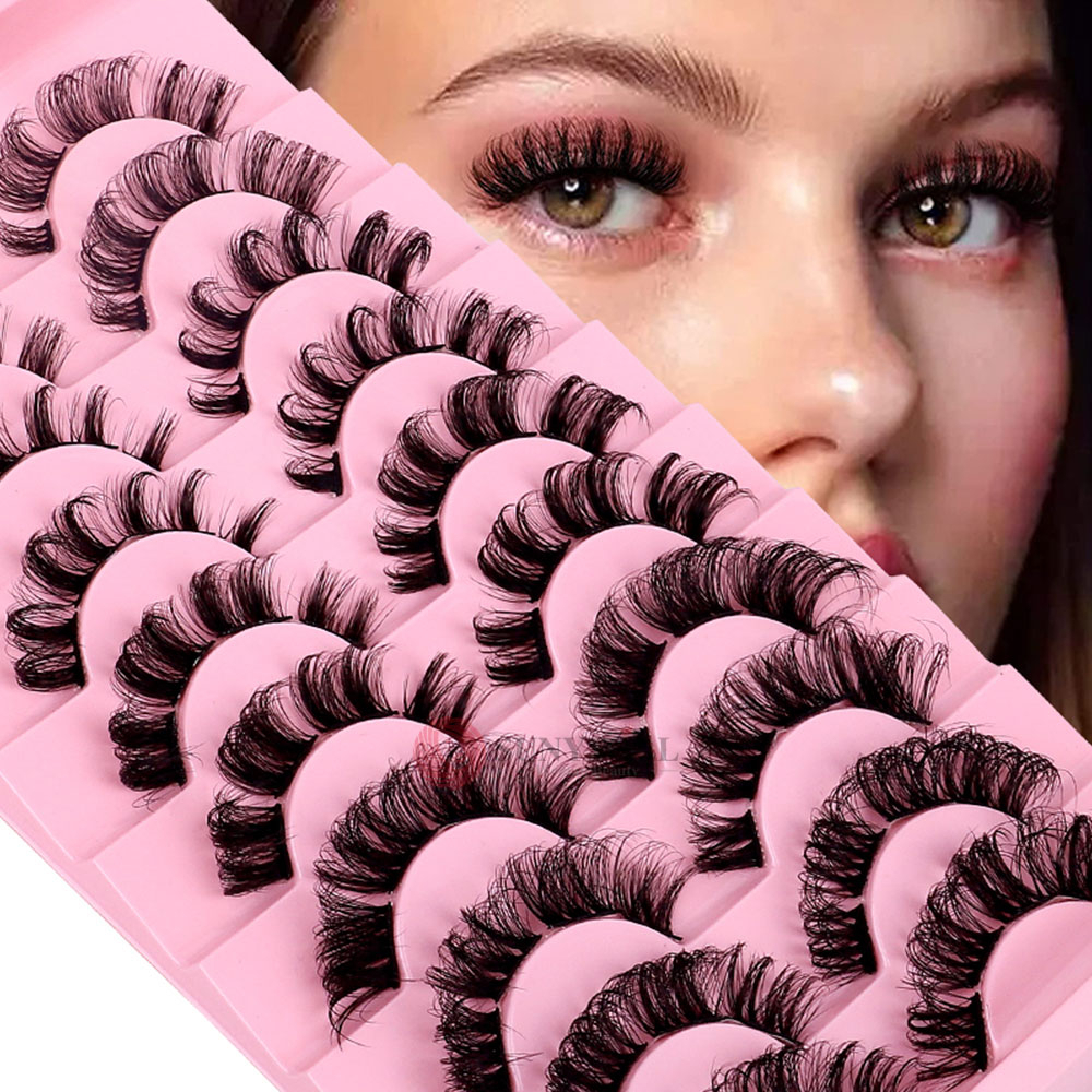 New Russian Strip Lashes D Curly Faux Mink Lashes Segmented Russian ...
