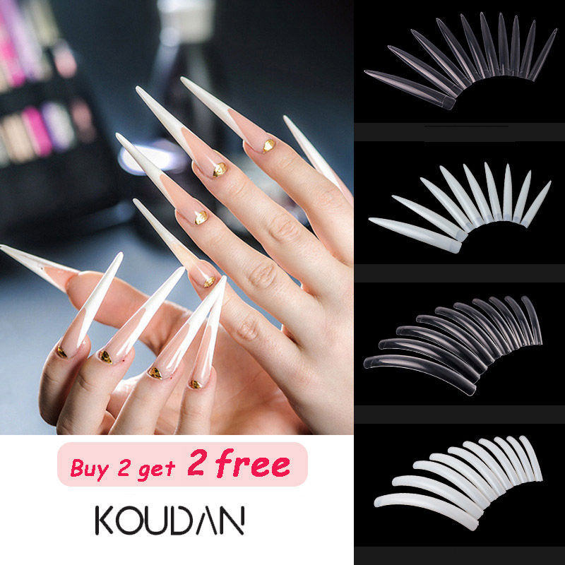 Fake Nails Natural Shiny Skin Color Full Cover Sticker Manicure Nail ...