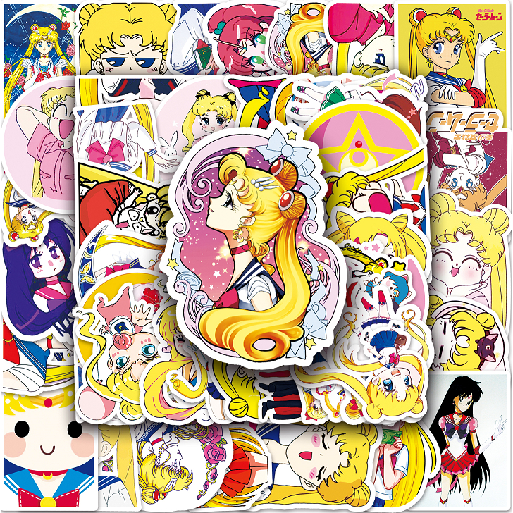 50 Piece Funny Sailor Moon Stickers Waterproof DIY For Phones Laptop ...