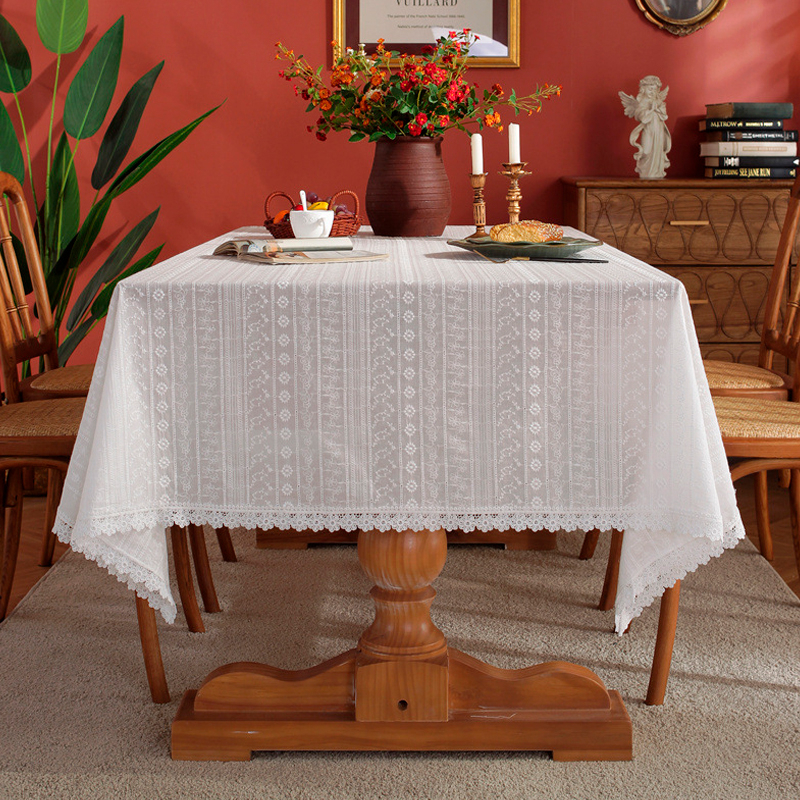 Bingele Table Cloth Coffee Dinning Cotton Lace Rectangle Square White ...