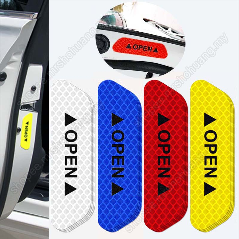 Car Open Reflective Stickers Leather Auto Door Warning Reflector ...