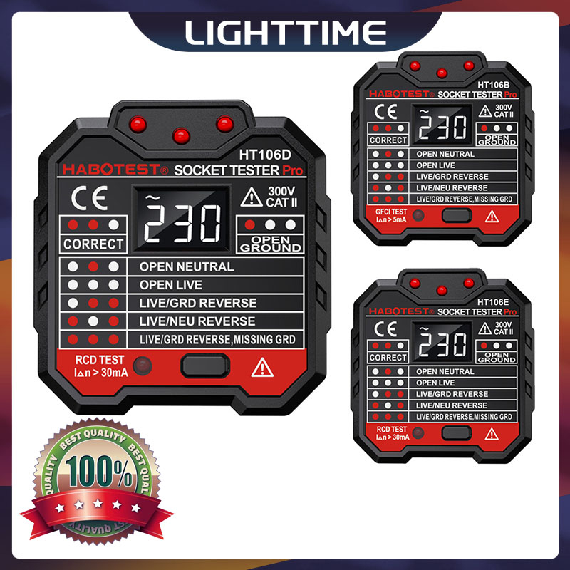 HT106 Digital Socket Tester AC48-250V Circuit Fault Detector EU UK US ...